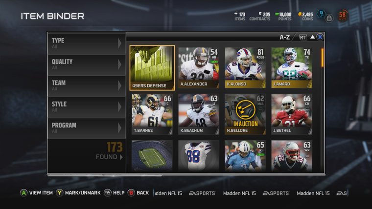 Madden Ultimate Team Feature Overview: Item Binder