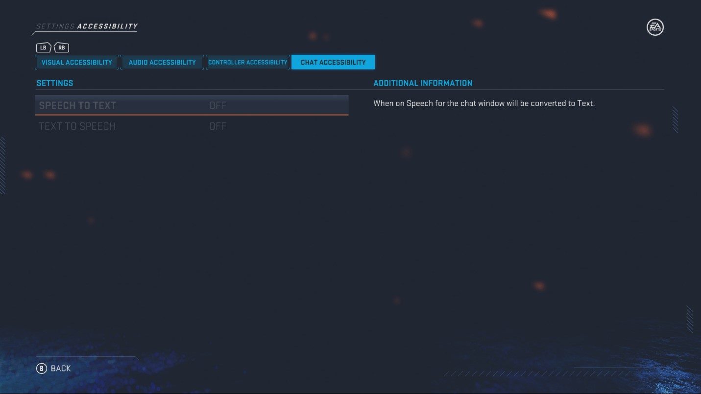 NHL 20 Accessibility Settings For Xbox One