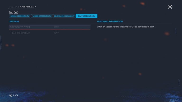 NHL 20 Accessibility Settings For Xbox One