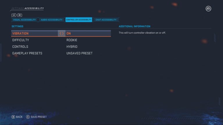 NHL 20 Accessibility Settings For Xbox One