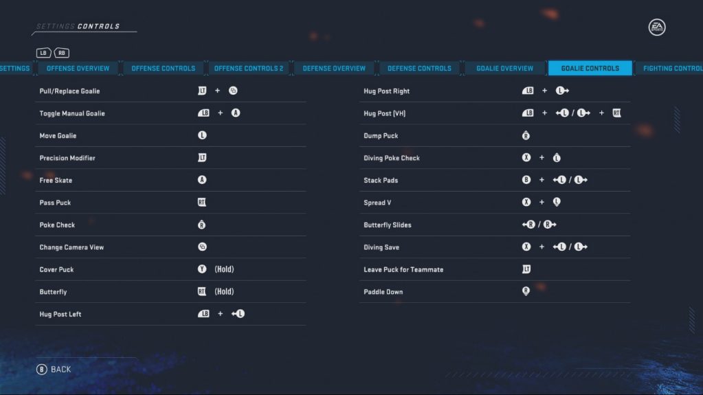 NHL 20 Controller Settings For Xbox One