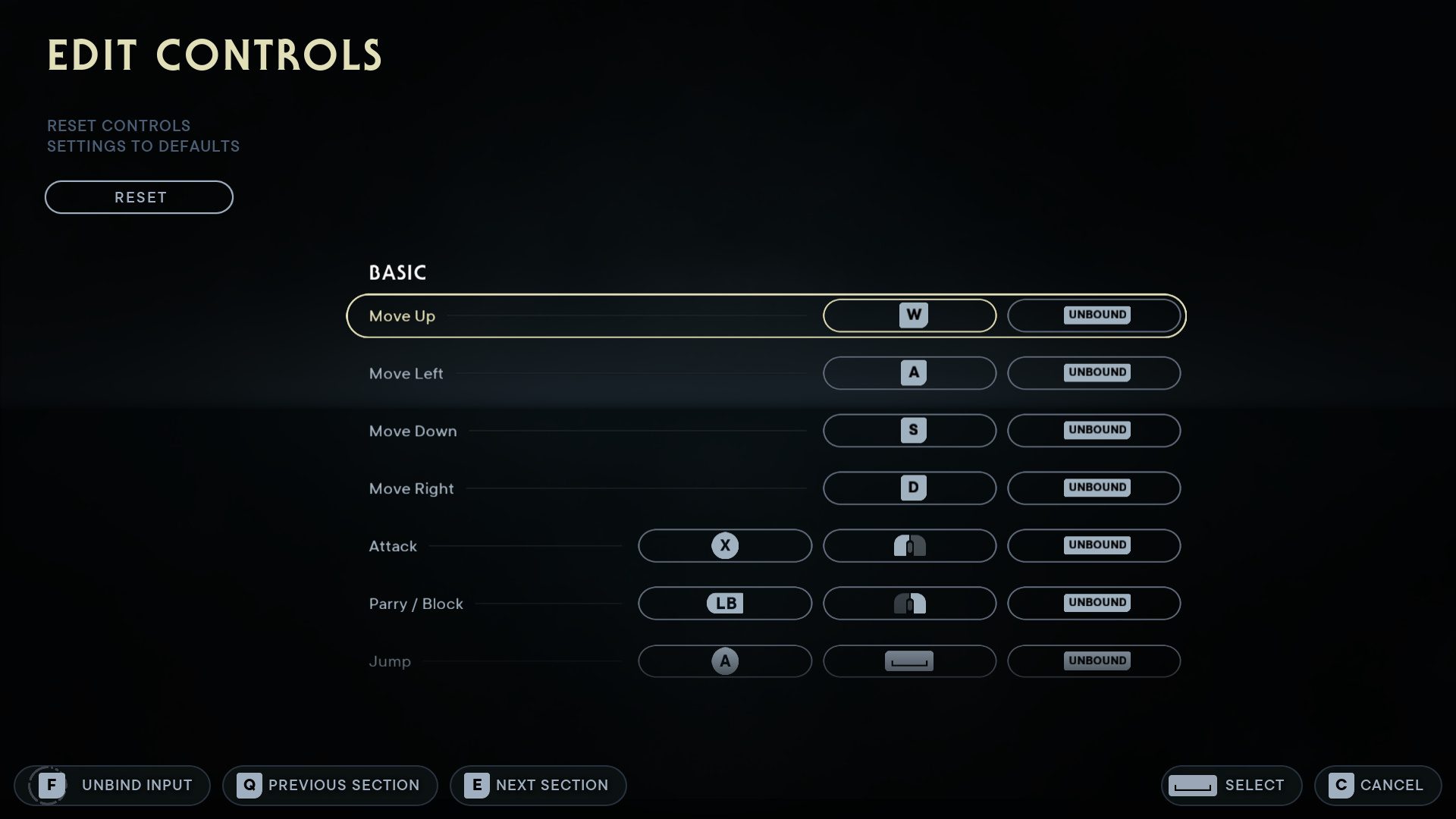 Star Wars Jedi: Survivor Controller Settings For PC - An Official EA Site