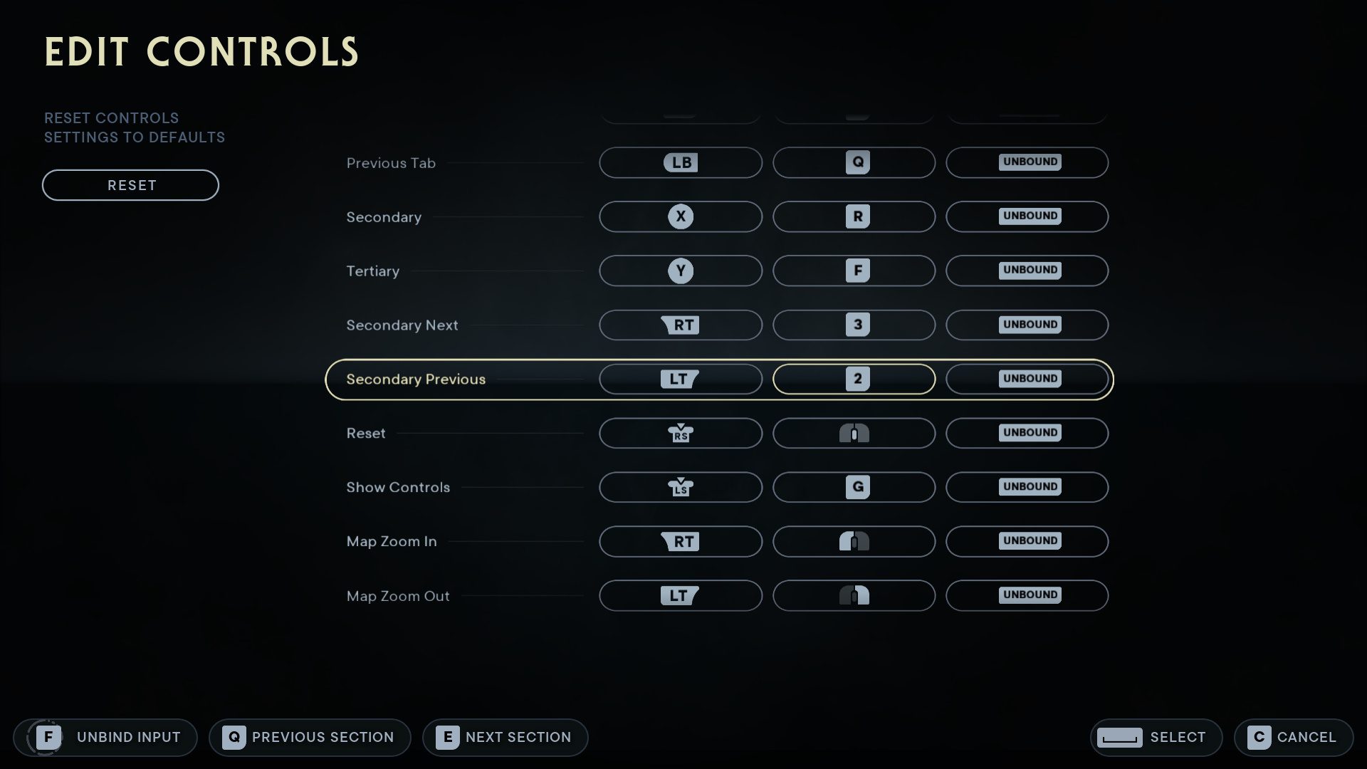 Star Wars Jedi: Survivor Controller Settings For PC - An Official EA Site
