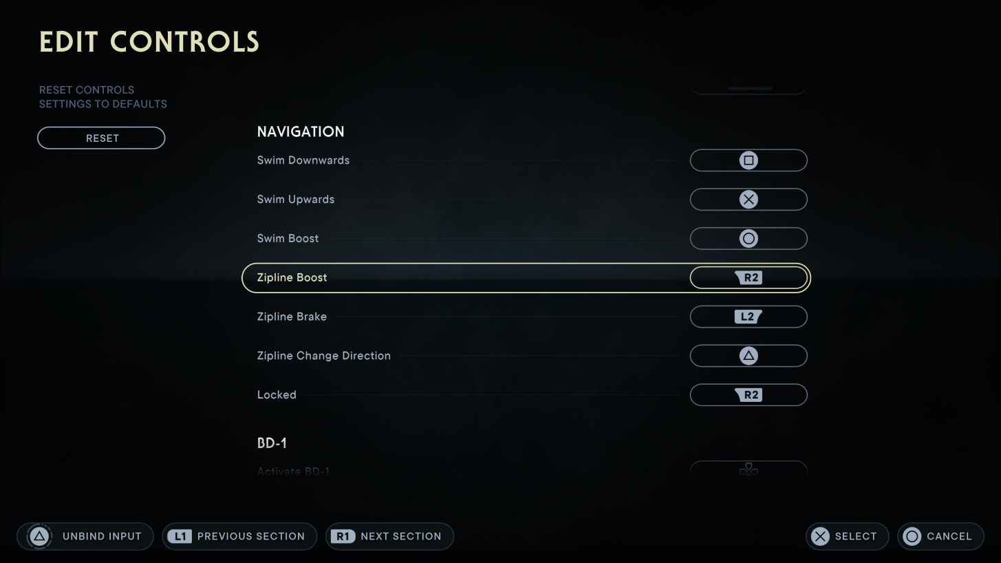 Star Wars Jedi: Survivor Controller Settings For PS5 - An Official EA Site
