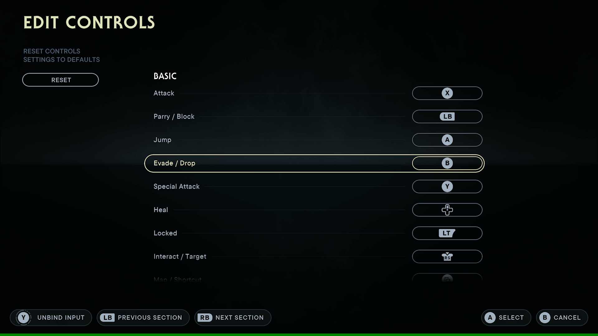 Star Wars Jedi: Survivor Controller Settings For XBSX - An Official EA Site