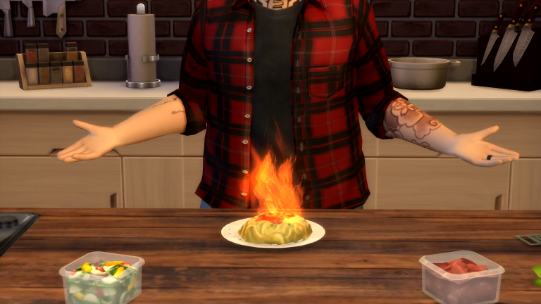 Angry Flaming Spaghetti Inspired by The Sims