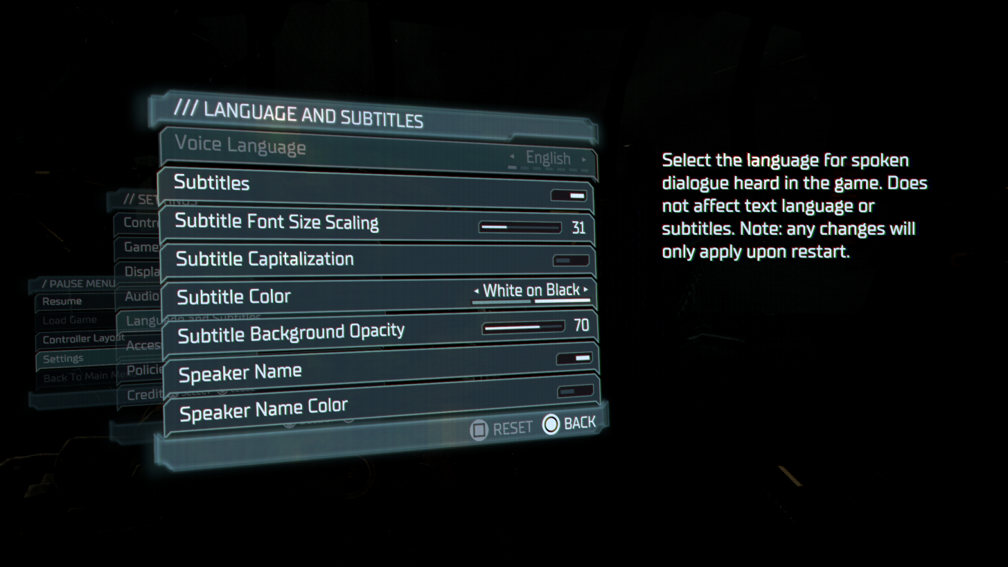 Dead Space Language & Subtitles Settings For PS5 - An Official EA Site