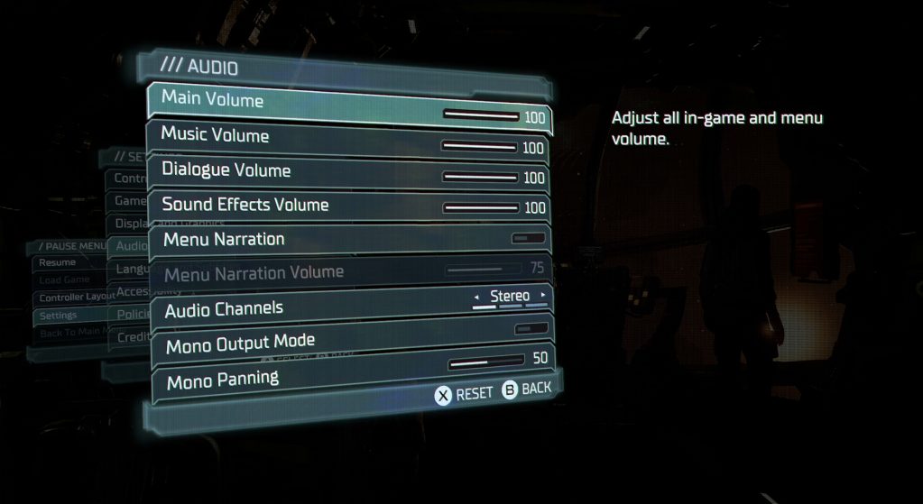 Dead Space Audio Settings For XBX - An Official EA Site