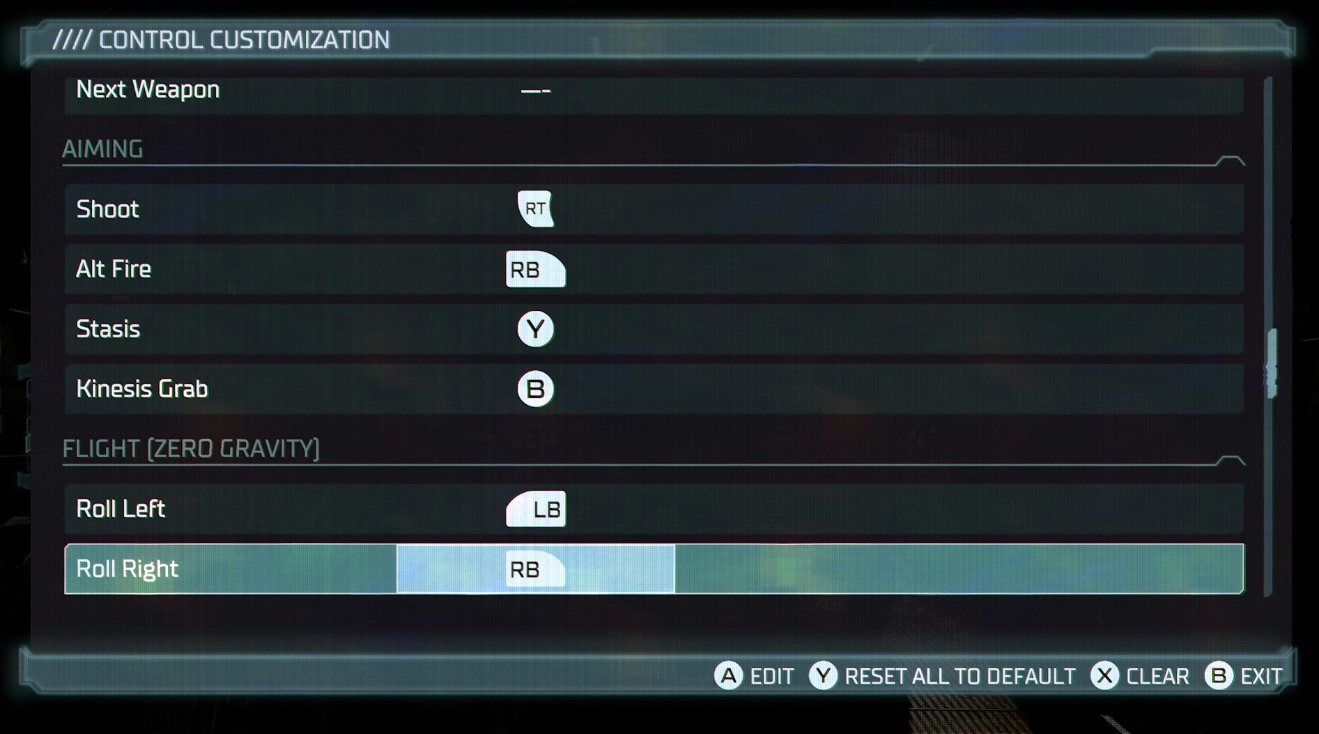 Dead Space Control Settings for XBX - An Official EA Site