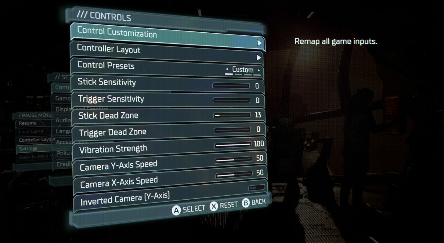 Dead Space Control Settings for XBX - An Official EA Site