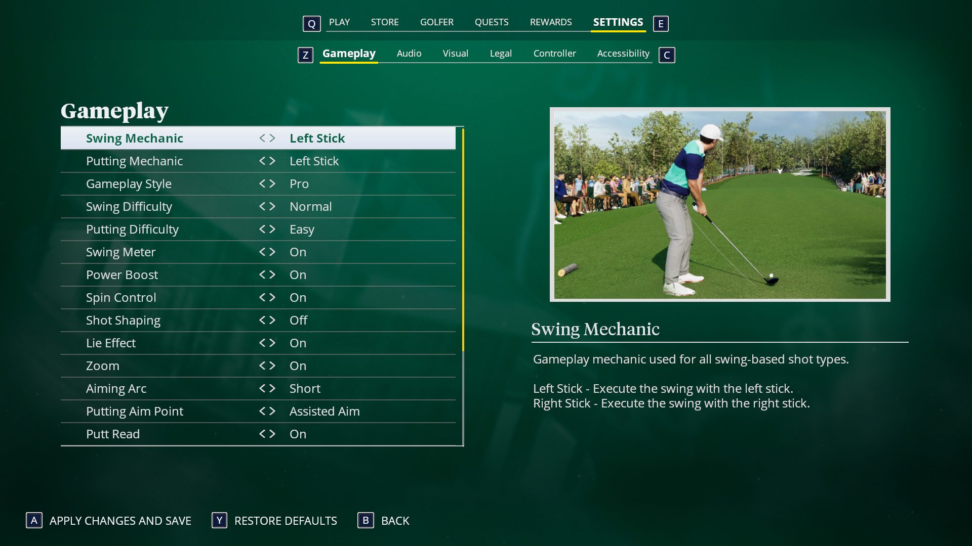EA Sports PGA Tour Gameplay Settings For PC - An Official EA Site