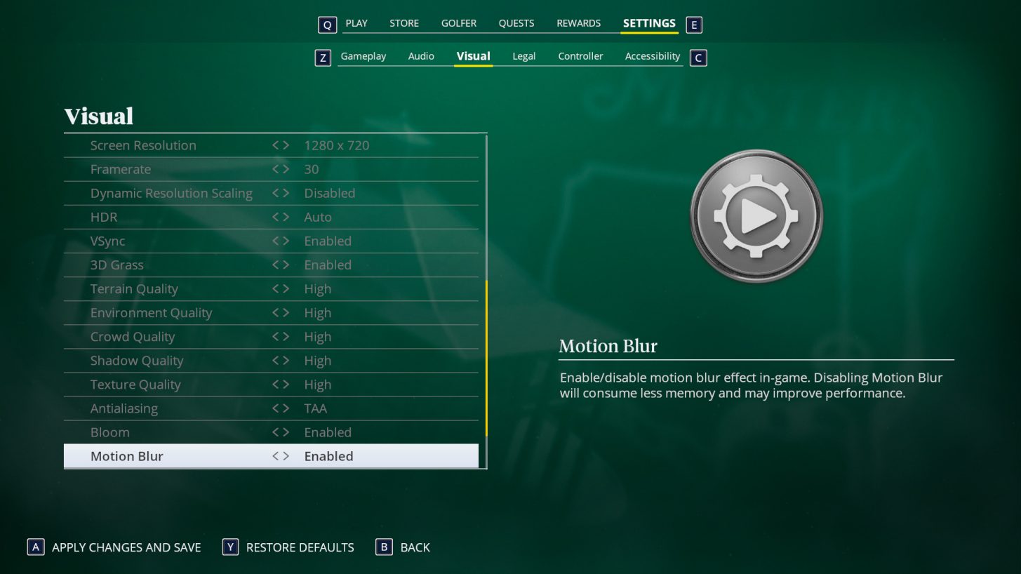 EA Sports PGA Tour Visual Settings For PC - An Official EA Site