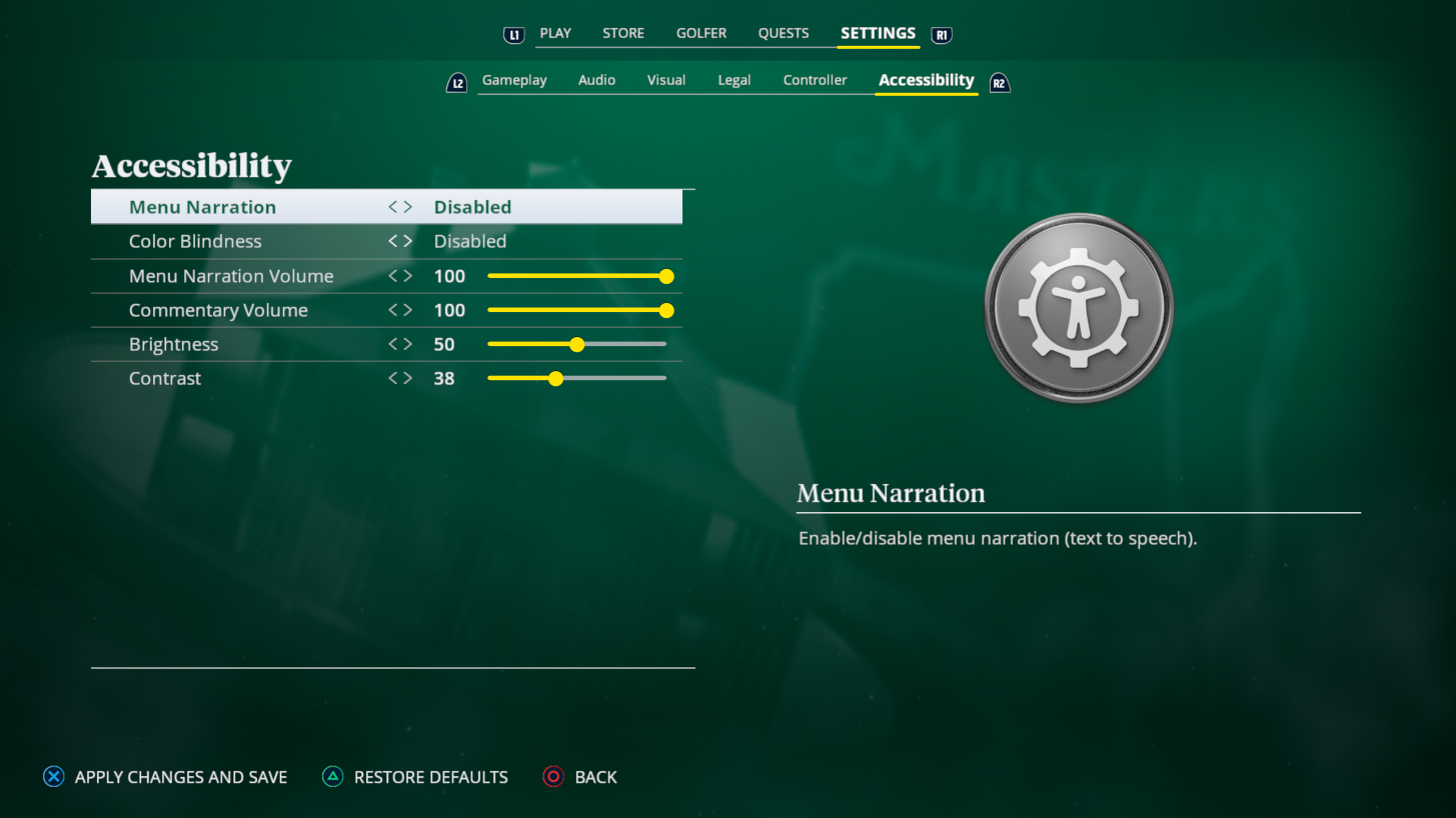 EA Sports PGA Tour Accessibility Settings For PlayStation 5 - An ...