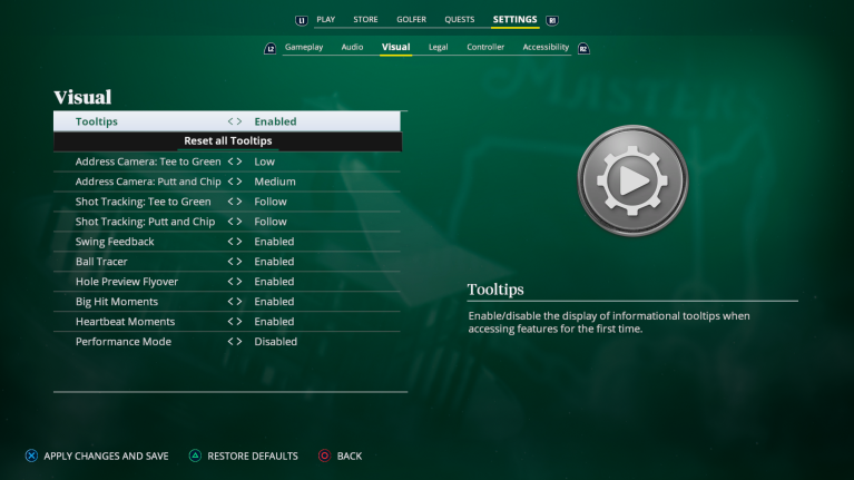 EA Sports PGA Tour Visual Settings For PlayStation 5 - An Official EA Site