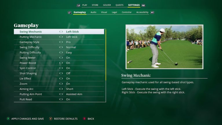 EA Sports PGA Tour Gameplay Settings For Xbox Series X - An Official EA Site