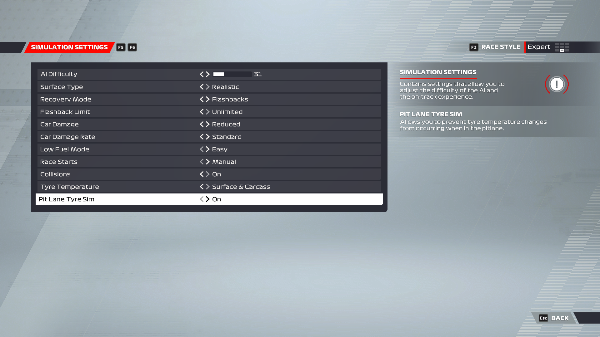 F1® 22 Simulation Settings For PC - An Official EA Site