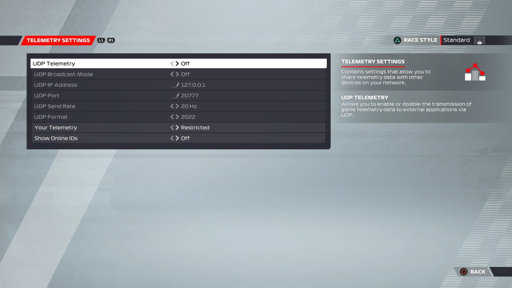 F1® 22 Telemetry Settings For PS5 - An Official EA Site