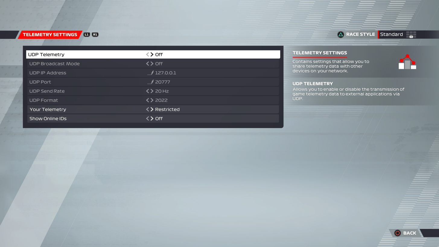 F1® 22 Telemetry Settings For PS5 - An Official EA Site