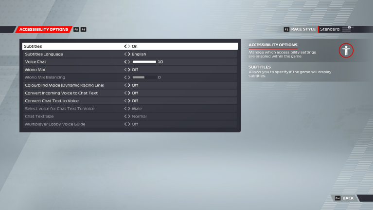 F1® 22 Accessibility Options For Steam - An Official EA Site