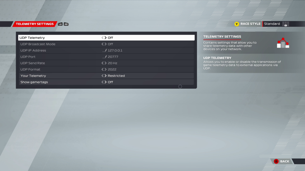 F1® 22 Telemetry Settings For Xbox One - An Official EA Site