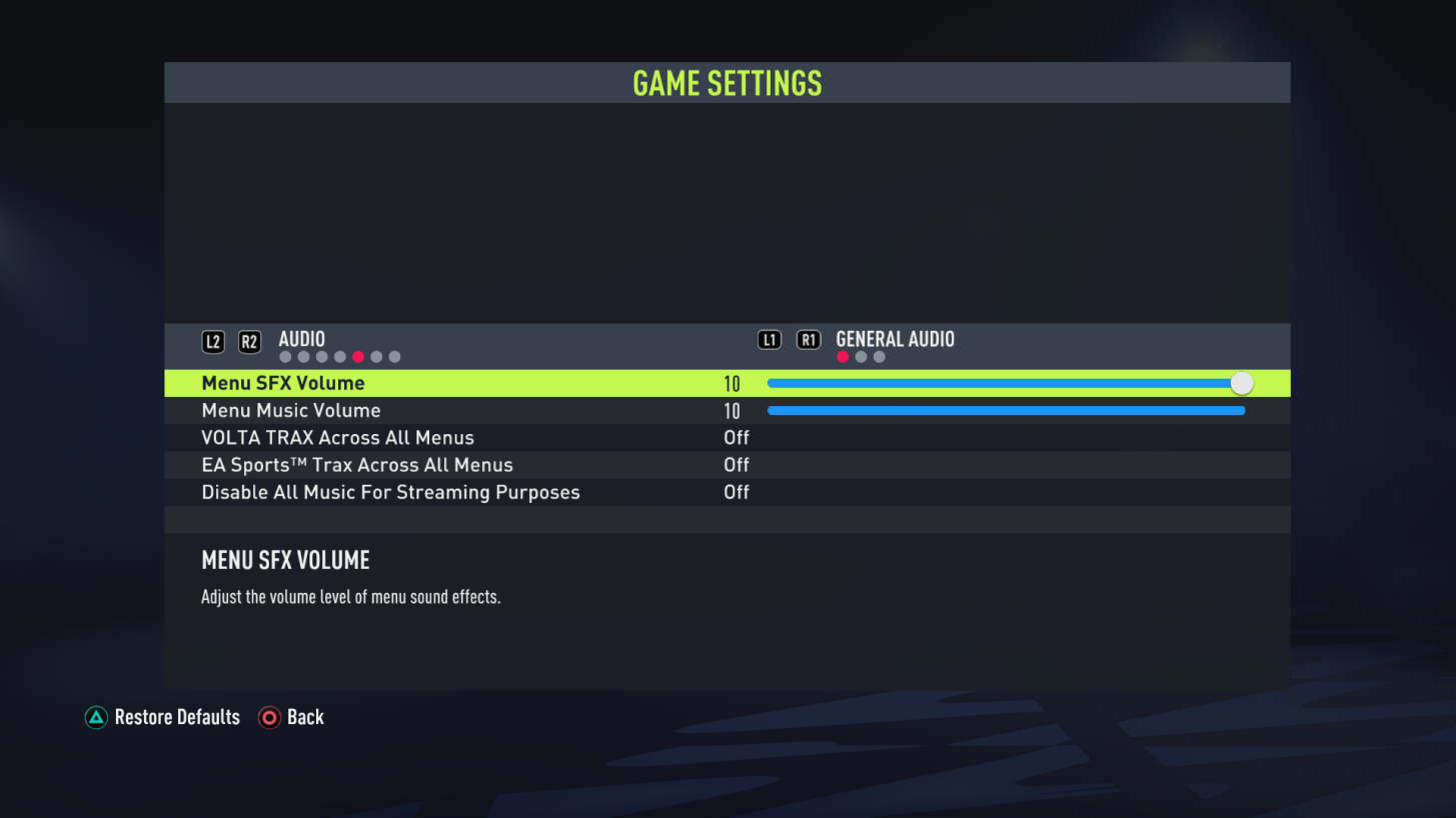 FIFA 22 Game Settings For PS4 - An Official EA Site