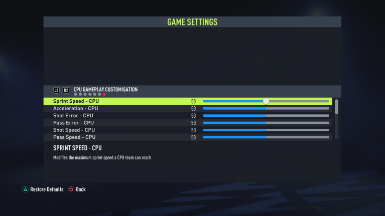 FIFA 22 Game Settings For PS4 - An Official EA Site