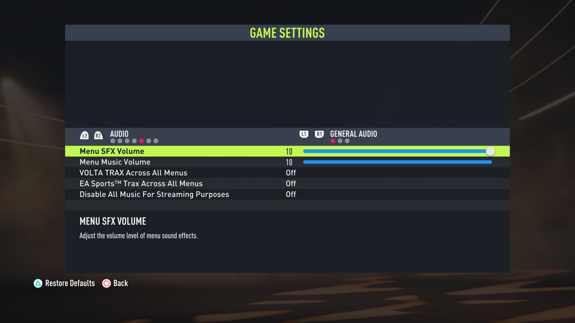 FIFA 22 Game Settings For PS5 - An Official EA Site
