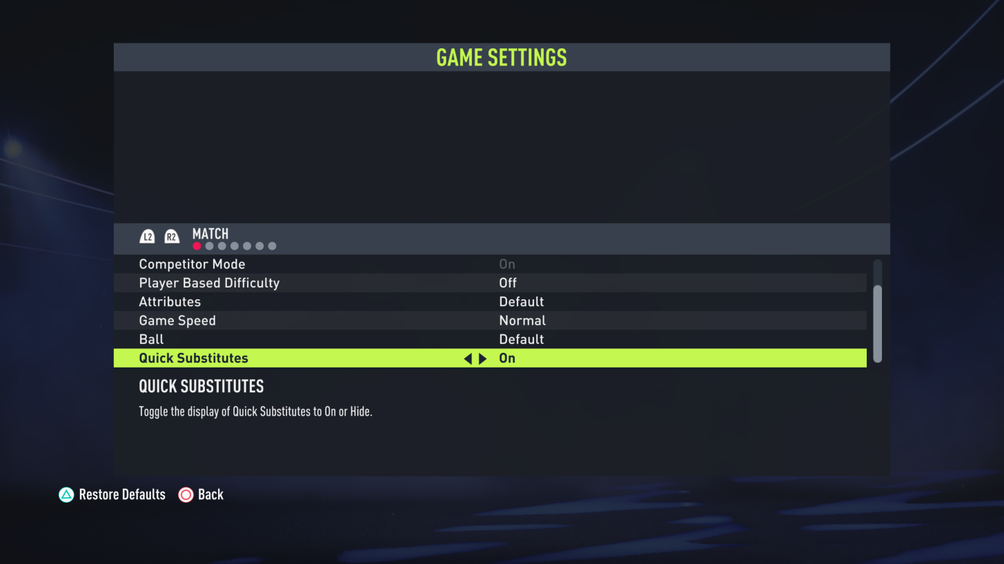 FIFA 22 Game Settings For PS5 - An Official EA Site