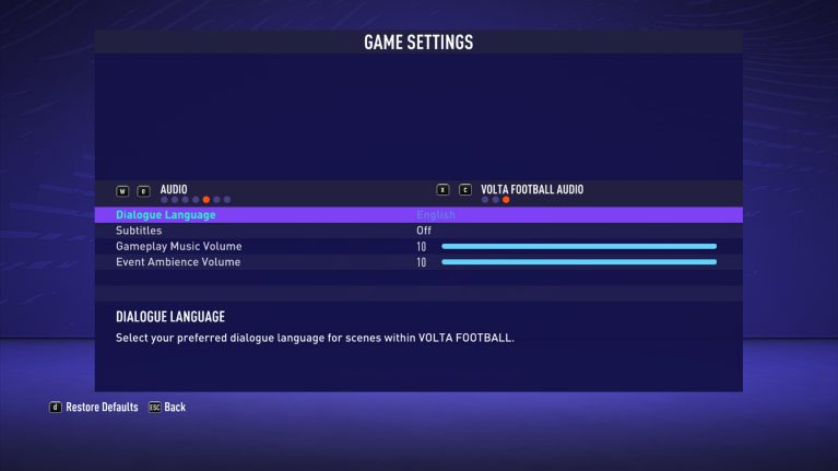 FIFA 21 Game Settings For PC - An Official EA Site