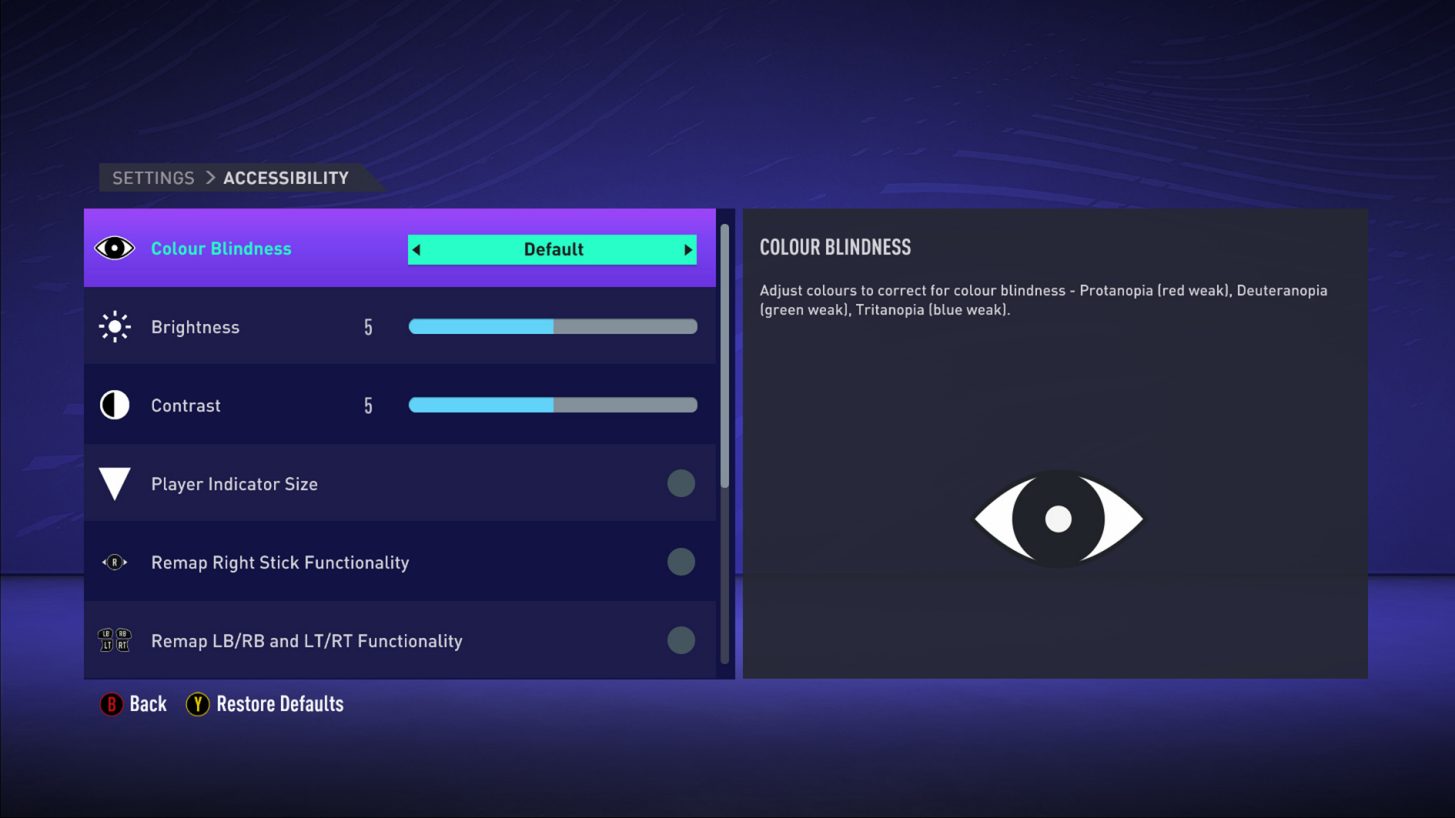FIFA 21 Accessibility Settings For Xbox One- An Official EA Site