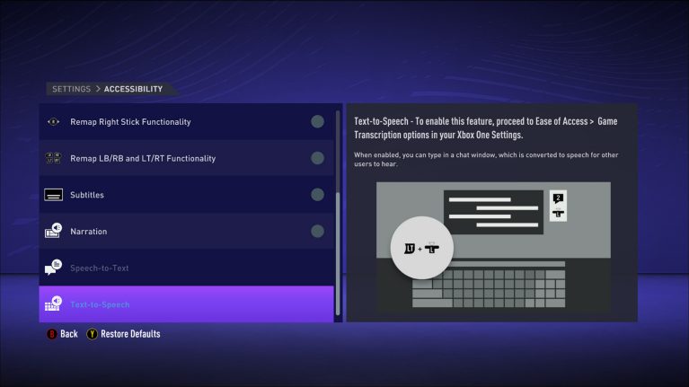 FIFA 21 Accessibility Settings For Xbox One- An Official EA Site