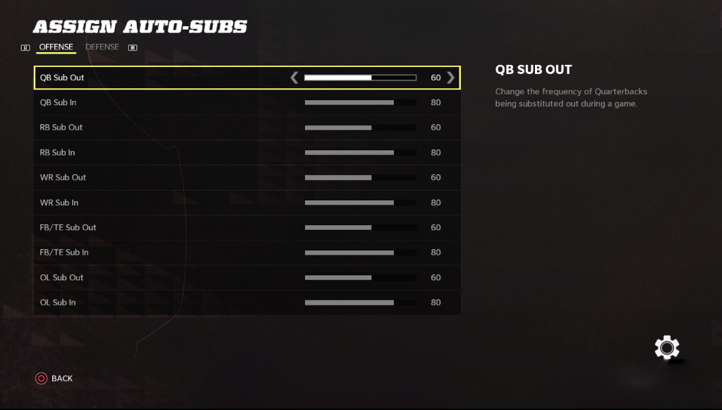 Madden NFL 22 Assign Auto Subs Settings For PS4 - An Official EA Site