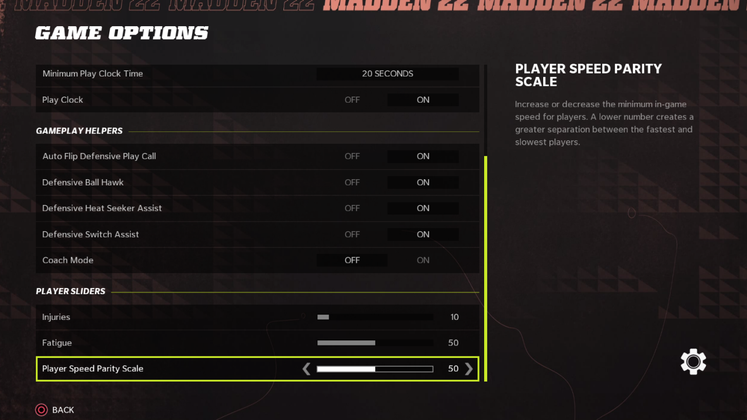 Madden NFL 22 Game Options Settings For PS4 - An Official EA Site