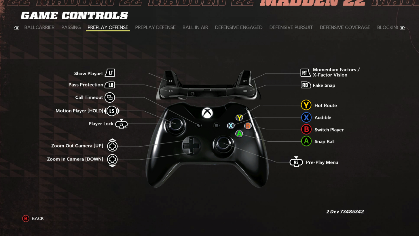 Madden NFL 22 Controls Settings For Xbox One - An Official EA Site