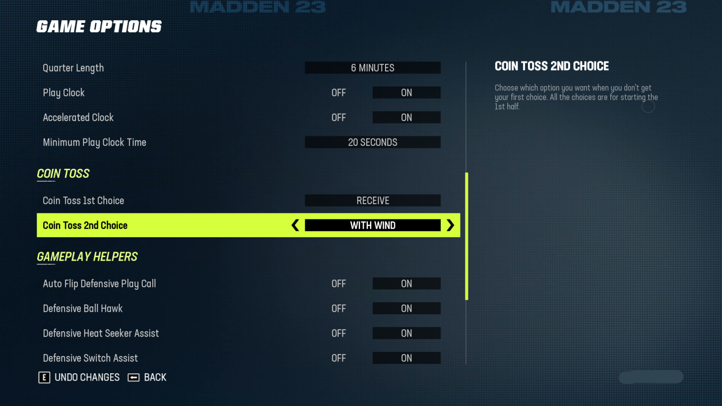Madden NFL 23 CPU Game Options For PC - An Official EA Site