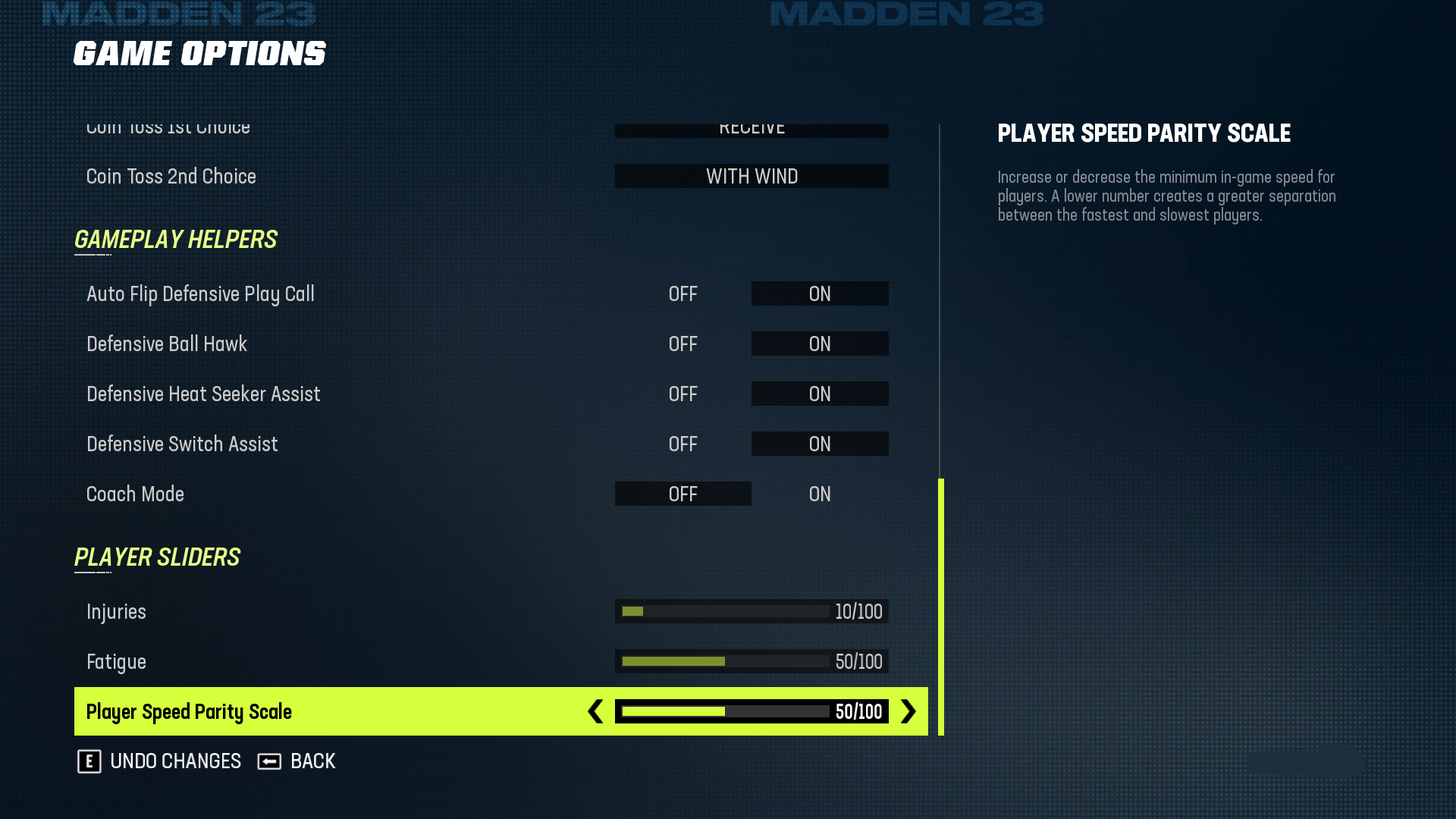 Madden NFL 23 CPU Game Options For PC - An Official EA Site