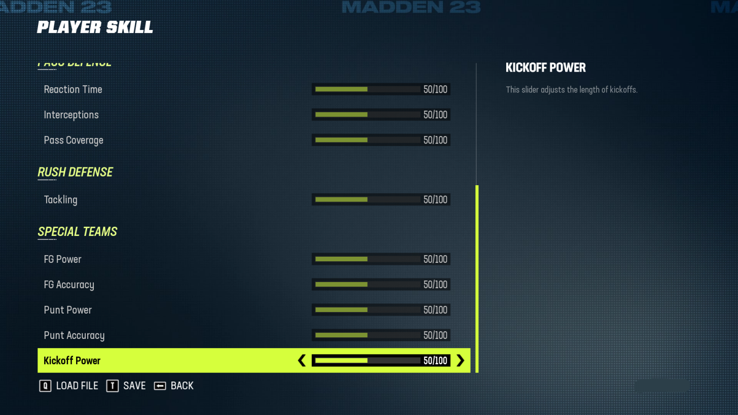 Madden NFL 23 Player Skill Settings For PC - An Official EA Site