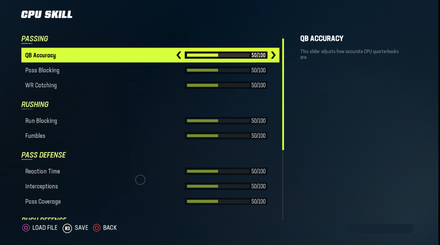 Madden NFL 23 CPU Skill Settings For PS4 - An Official EA Site