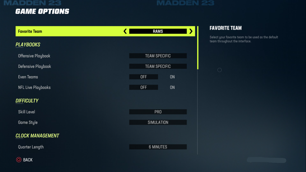 Madden NFL 23 CPU Game Options For PS4 - An Official EA Site