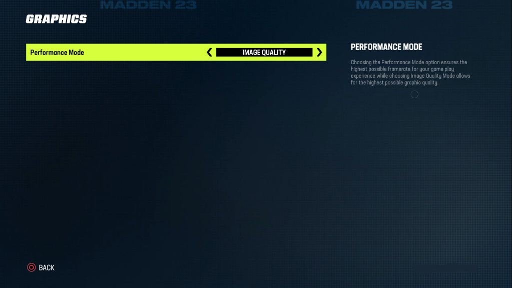 Madden NFL 23 Graphics Settings For PS5 - An Official EA Site