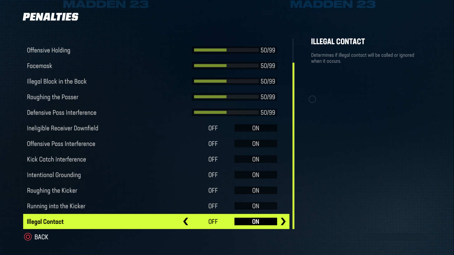 Madden NFL 23 Penalties Settings For PS4 - An Official EA Site