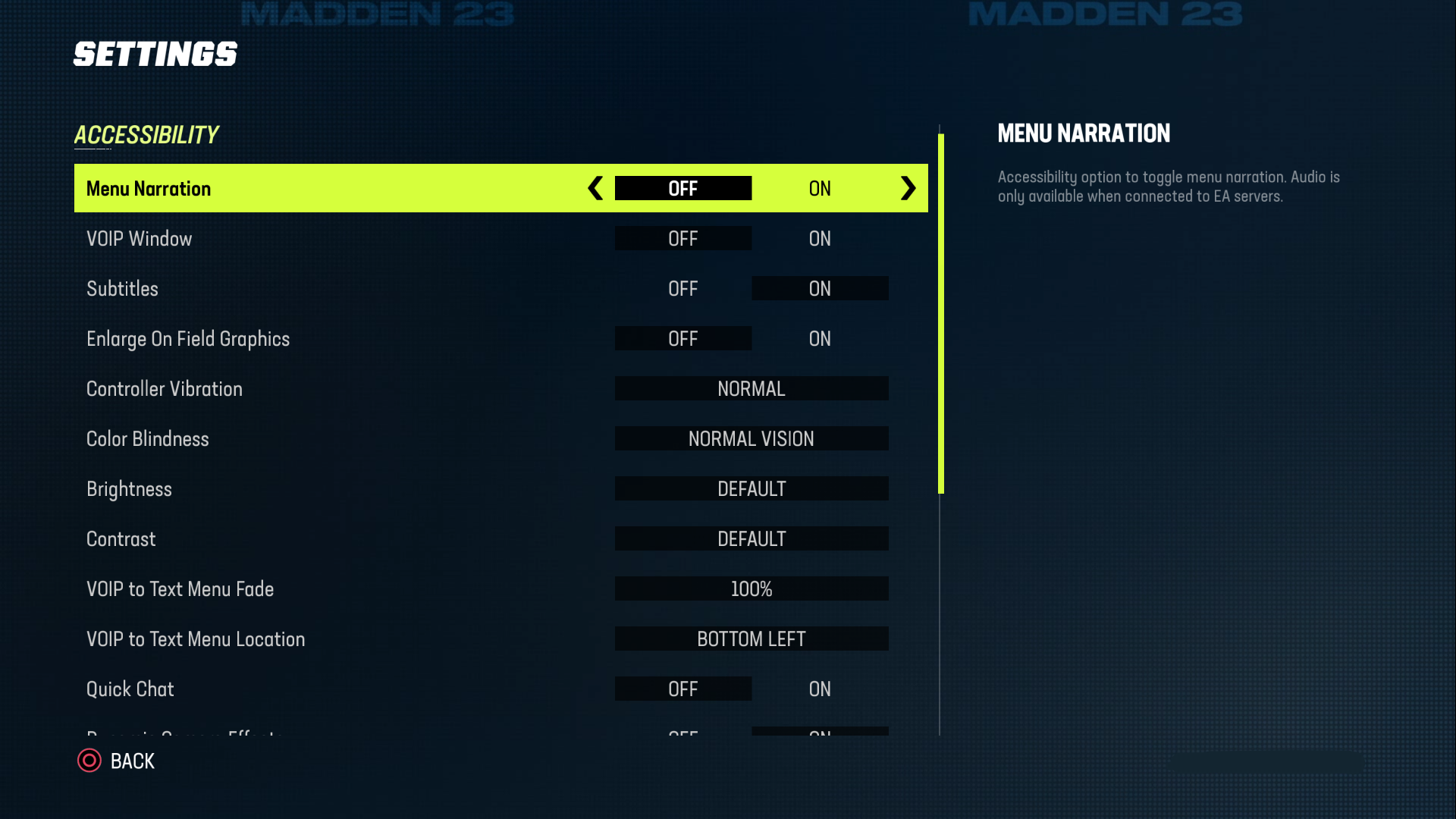 Madden NFL 23 Accessibility Resources For PS5 - An Official EA Site