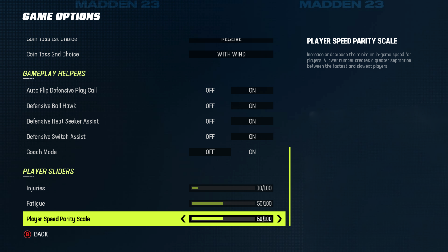 Madden NFL 23 CPU Game Options For Xbox One - An Official EA Site