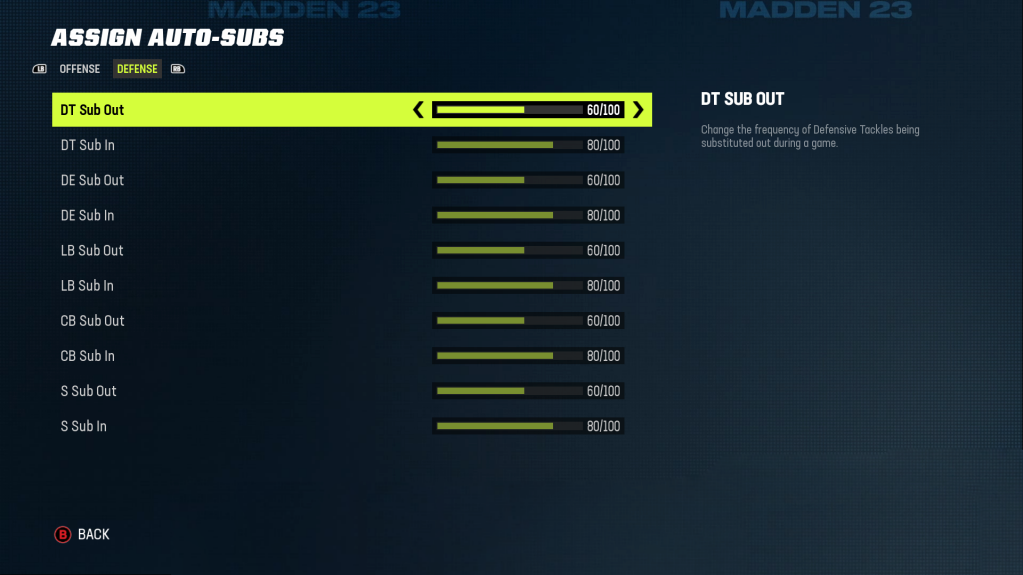 Madden NFL 23 Assign Auto Subs Settings For Xbox Series X - An Official ...