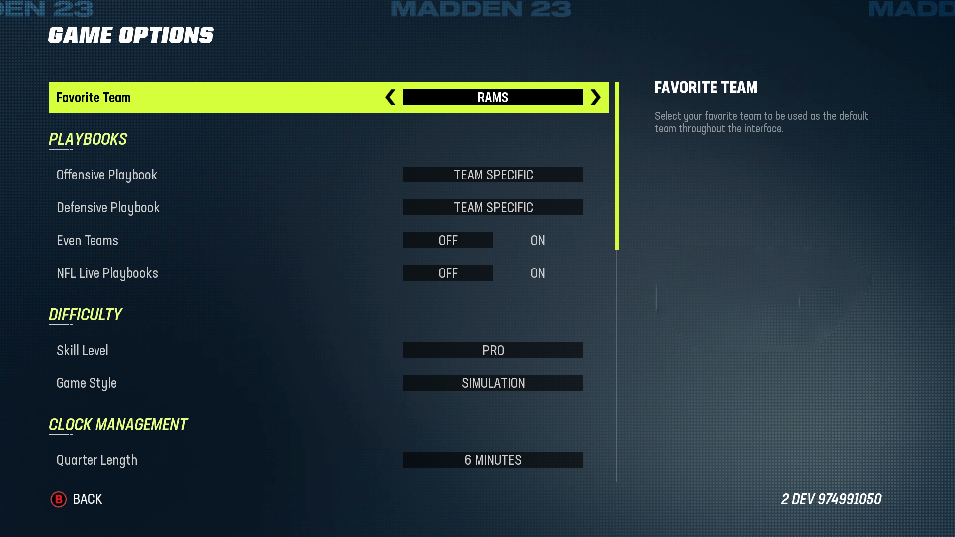 Madden NFL 23 CPU Game Options For Xbox Series X - An Official EA Site