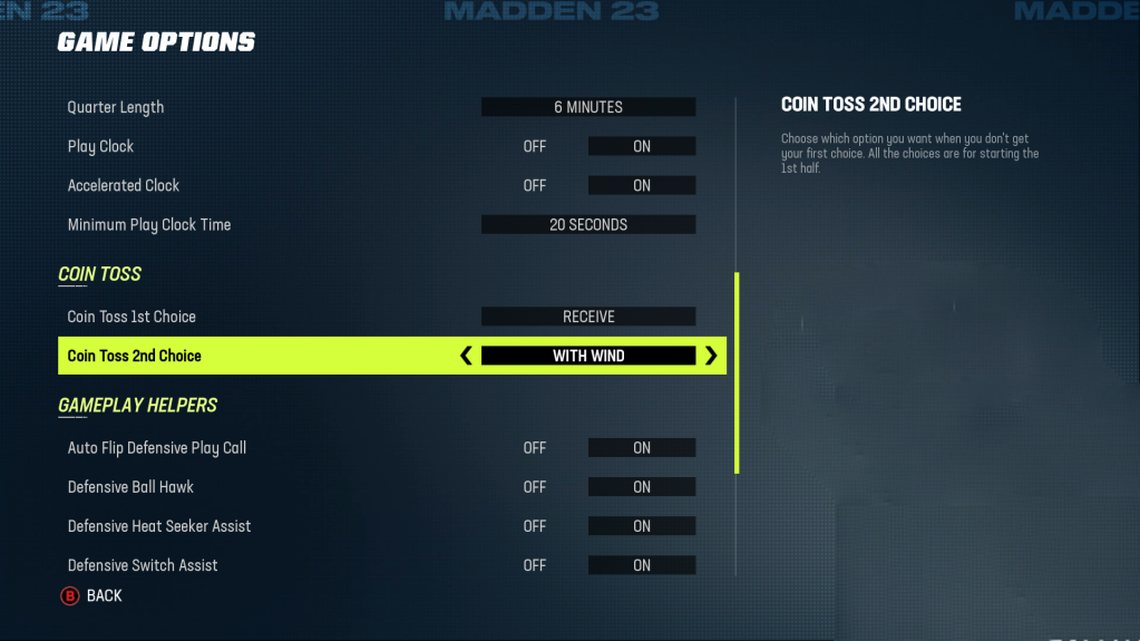 Madden NFL 23 CPU Game Options For Xbox Series X - An Official EA Site