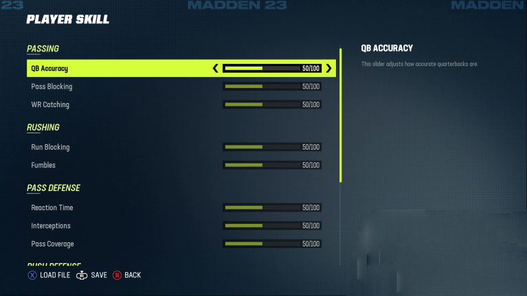 Madden NFL 23 Player Skill Settings For Xbox Series X - An Official EA Site