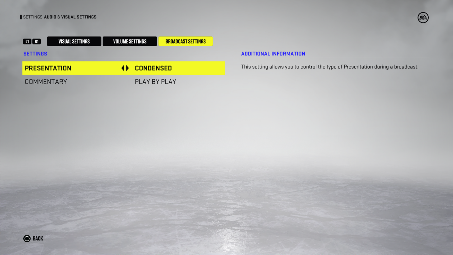 NHL 22 Audio/Visual Settings For PS4 - An Official EA Site