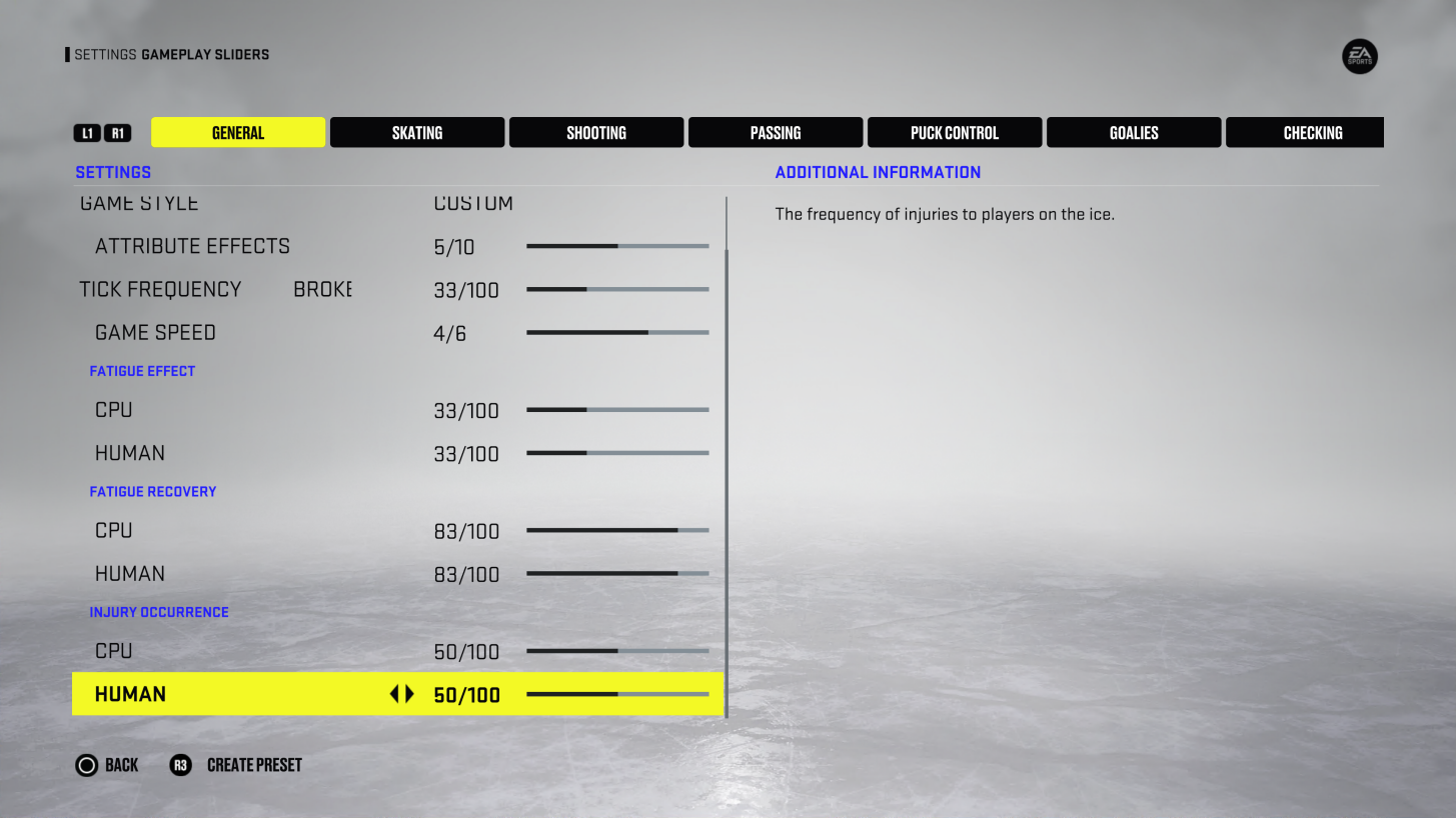 NHL 22 Gameplay Settings For PS5 - An Official EA Site