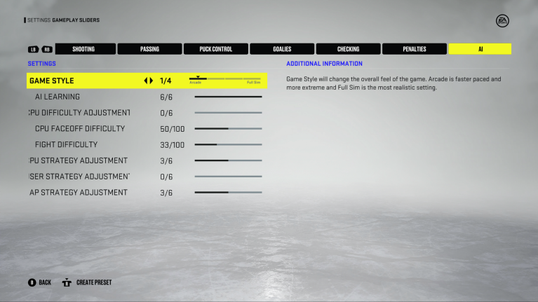 NHL 22 Gameplay Settings For Xbox Series X - An Official EA Site